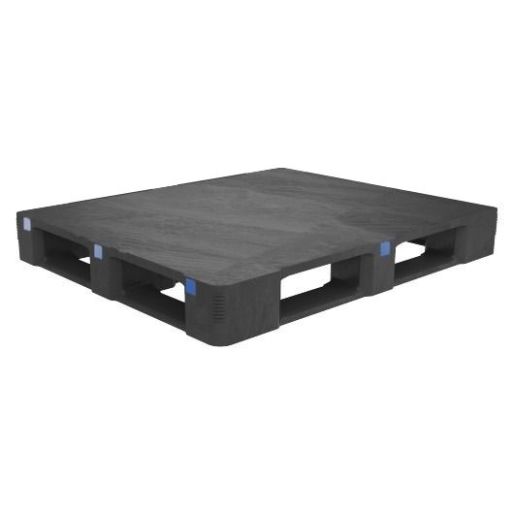 40 x 48 Rackable FDA HD Closed Deck Plastic Pallet - Black w/Plugs