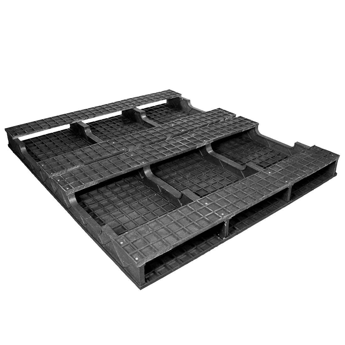 43 x 43 Stackable Solid-Deck Plastic Pallet - Black | One Way...
