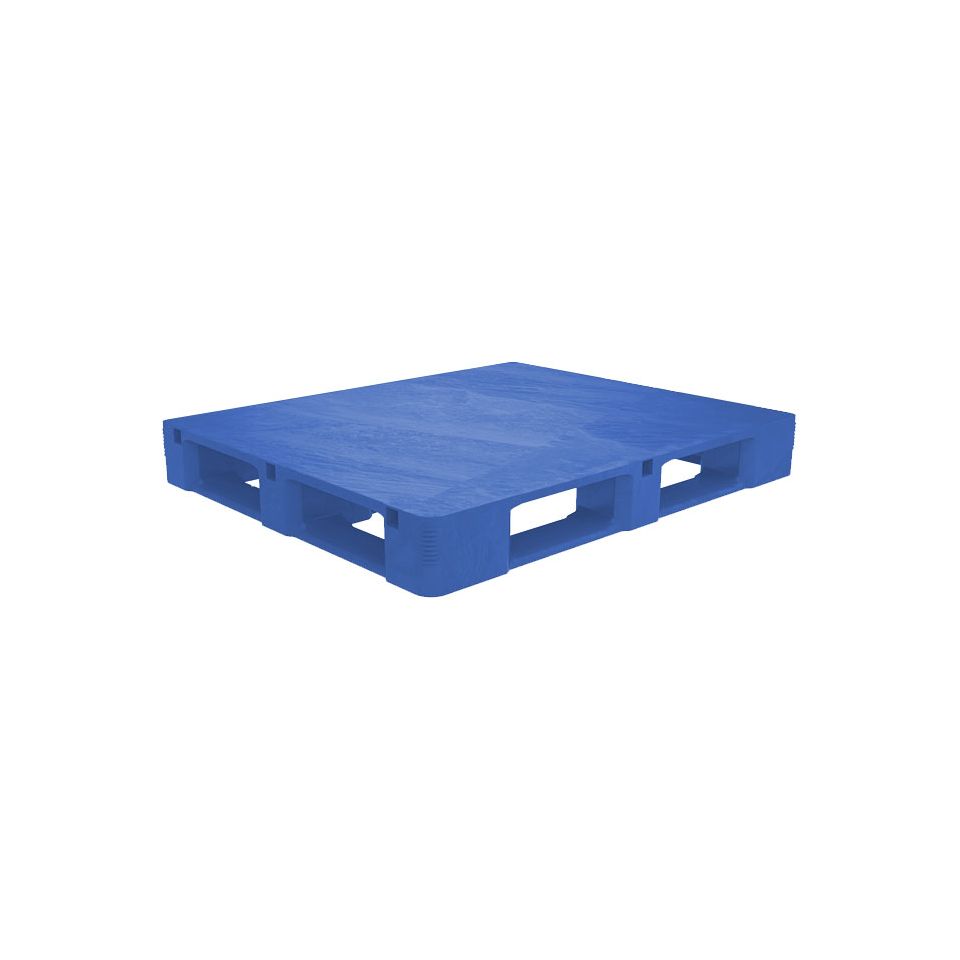 40 x 48 Rackable FDA HD Closed Deck Plastic Pallet - 3 Rods - Blue...