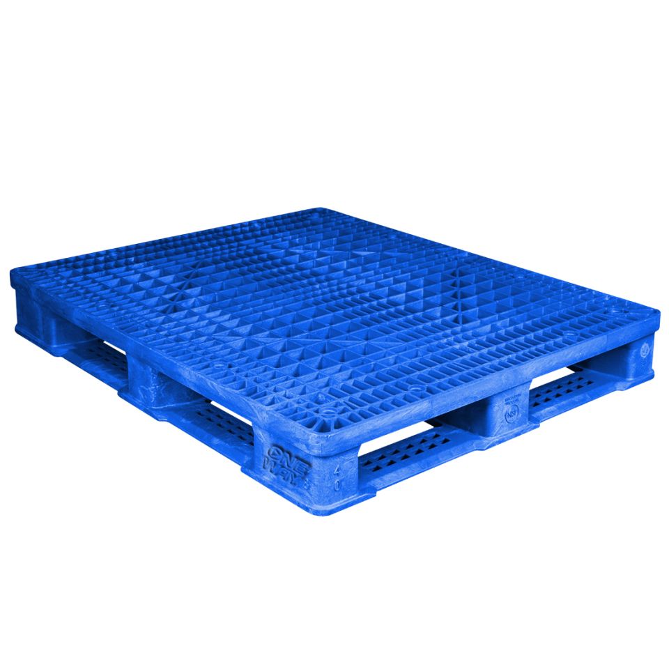40 x 48 Rackable FDA Plastic Pallet w/Lip - Blue | One Way...